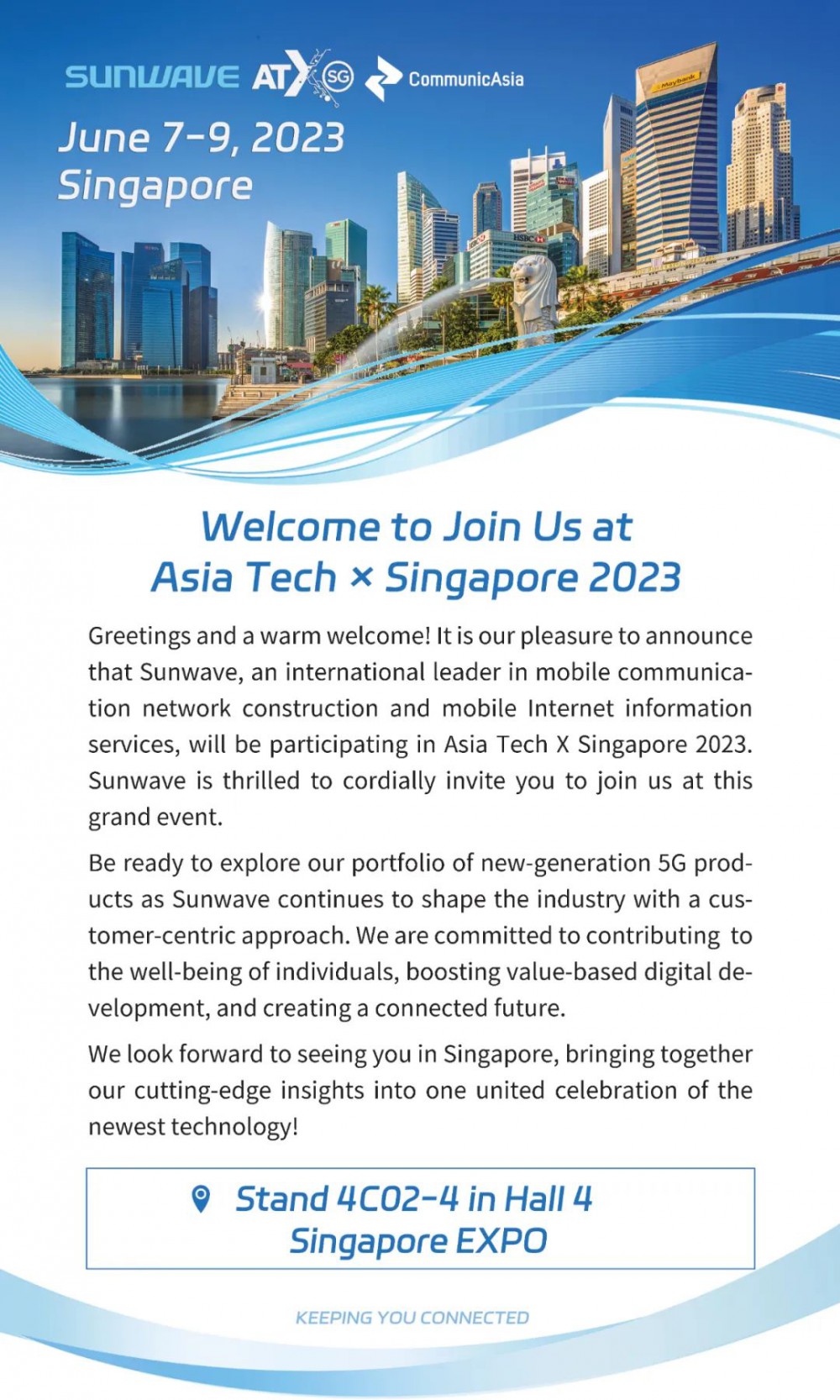 CommunicAsia2023将于6月开幕！三维通信邀您一起打卡新加坡，沉浸式体验科技盛会 - 公司新闻 - 三维通信——世界和你更近